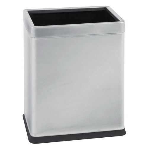 Dubbelwandige papierbak, rechthoekig mat RVS 10 ltr - V-Part - Manutan.nl