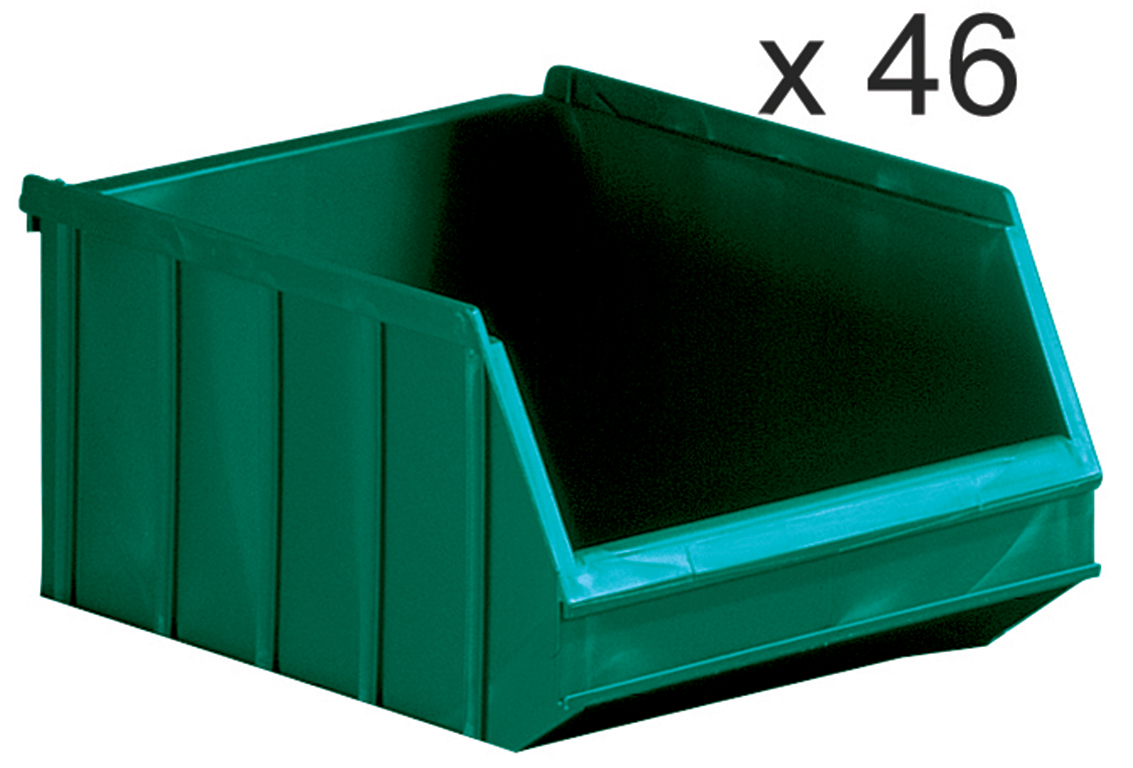 Nestbare bakken met tuit - lengte 250 mm - 6 l - set van 46 - Manutan.nl