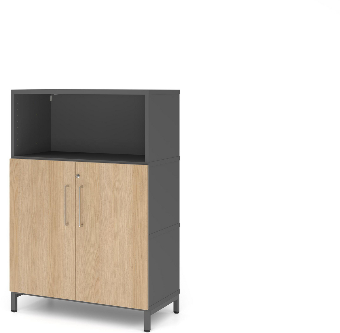 Kast FlexWall met 2 deuren stalen onderstel - 3 niveaus - Hammerbacher ...