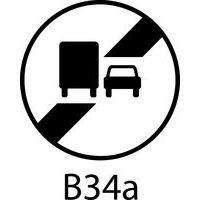 Signaalbord - B34a - Einde verbod voor vrachtwagens om motorvoertuigen ...