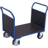 Platformwagen met 2 wanden hout zeefdrukplaat - Manutan.nl