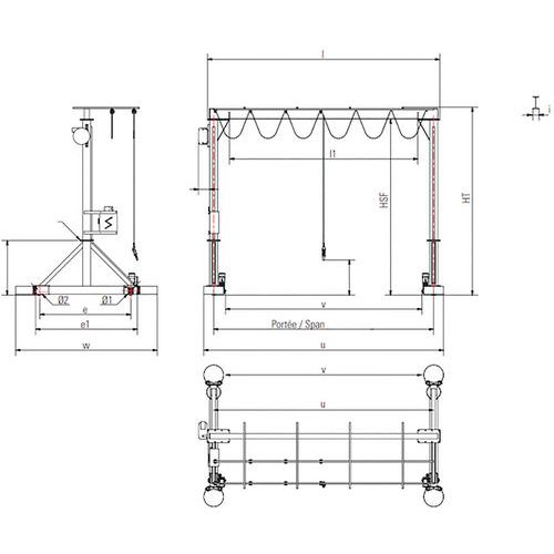 Gemotoriseerde hijsbrug voor de werkplaats, 1000 tot 6300 kg - Huchez ...