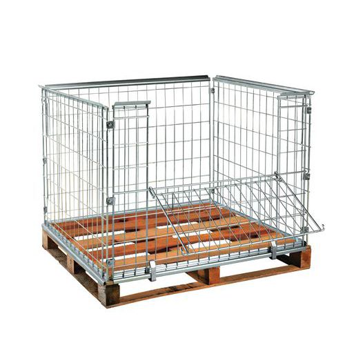 Palletverhogers in verzinkt draadstaal - Neerklapbare zijde | Manutan