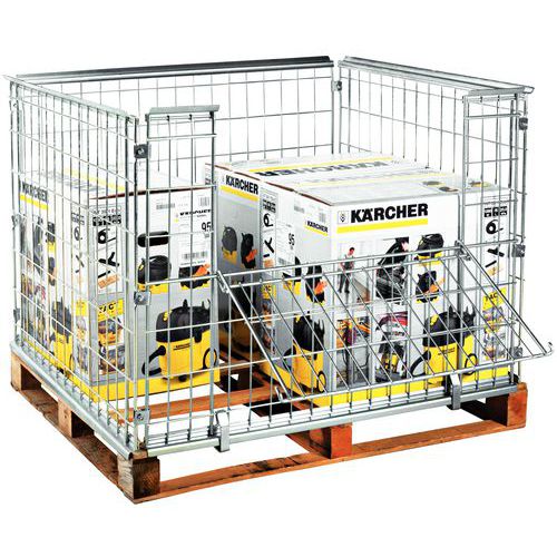 Palletkist verzinkt staaldraad - inklapbaar - 1/2 kant neerklapbaar ...
