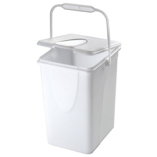 Vierkante emmer wit met deksel – 14 l - Manutan.nl