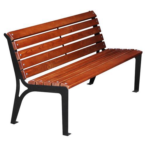 Houten bank buiten, voor bevestiging, met rugleuning - Manutan.nl