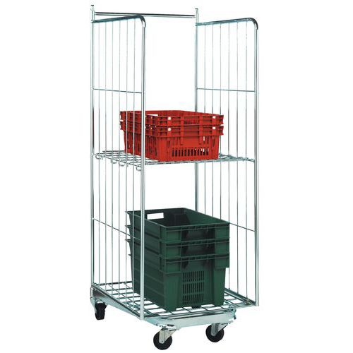 Rolcontainer met 2 zijkanten, nestbaar - Draagvermogen 400 kg - Manutan.nl