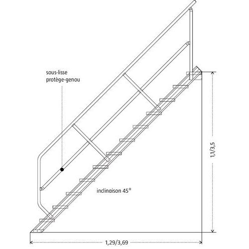 Hellingshoek trap 60° - Breedte 600 mm - Tubesca - Manutan.nl