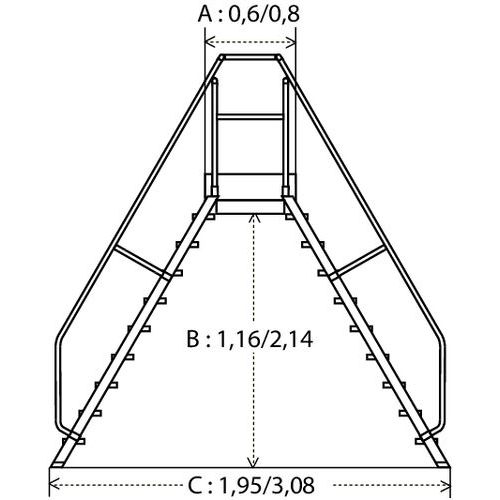 Verrijdbare loopbrug met hellingshoek 60° - Breedte 800 mm | Tubesca ...