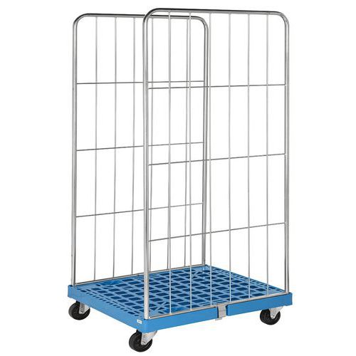 Rolcontainer - kunststof basis - 2 zijpanelen - draagvermogen 400 kg ...