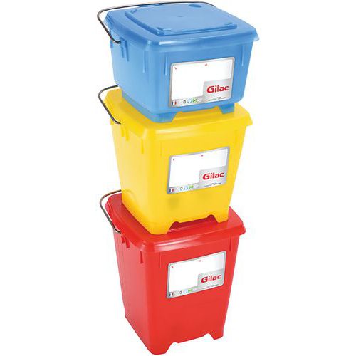 Emmer vierkant van 12 L met waterdicht deksel - GILAC - Manutan.nl