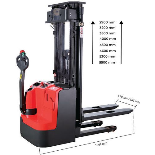 Stapelaar elektrisch 1600 kg duplex - stockman - Manutan.nl